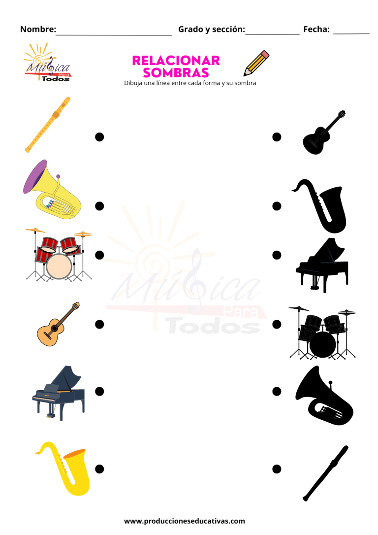 Relacionar Sombras Hoja de trabajo – Producciones Educativas